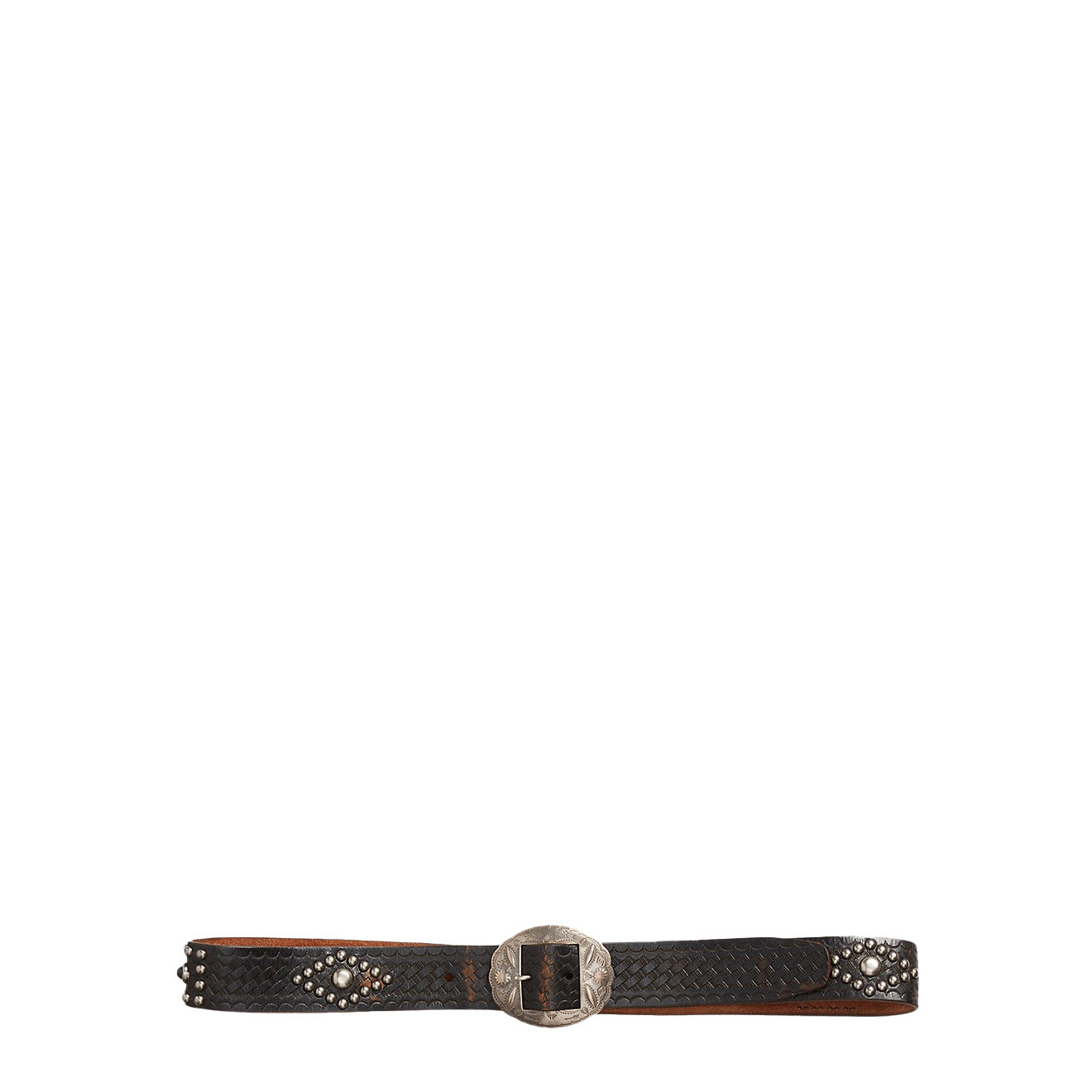 RRL by Ralph Lauren Studded Leather Belt Black Over Brown | Yards Store