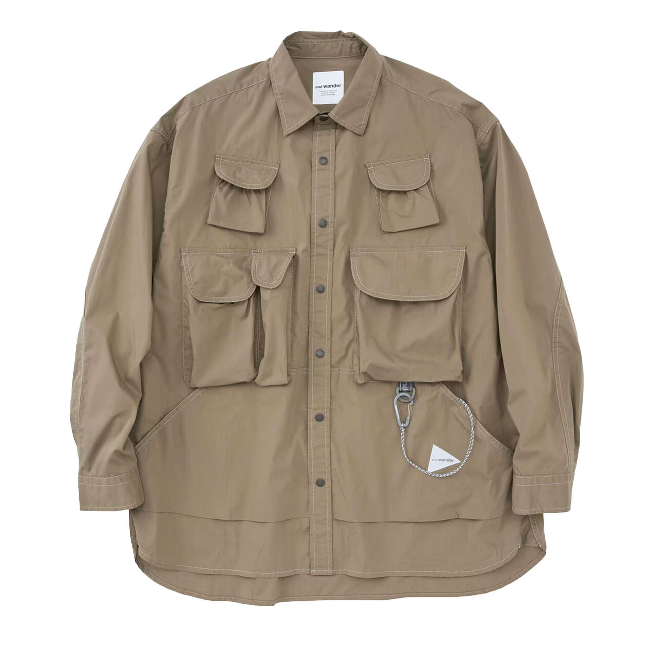 And Wander Multi Pocket Shirt Dark Beige | Yards Store