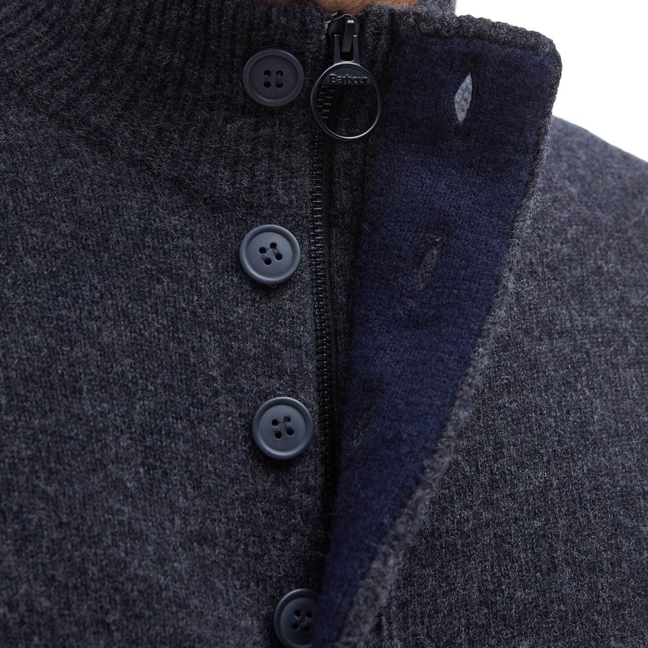 Barbour Essential Elbow Patch Jumper Charcoal | Yards Store