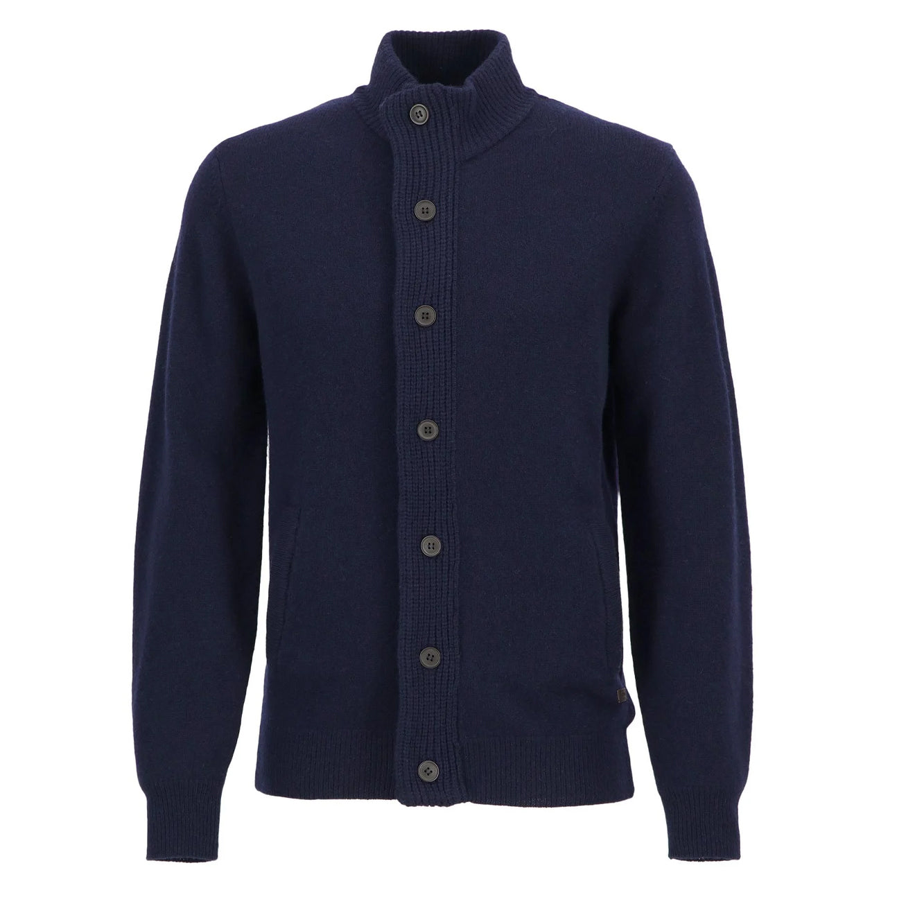 Barbour Essential Patch Zip Through Knitted Jumper Navy | Yards Store