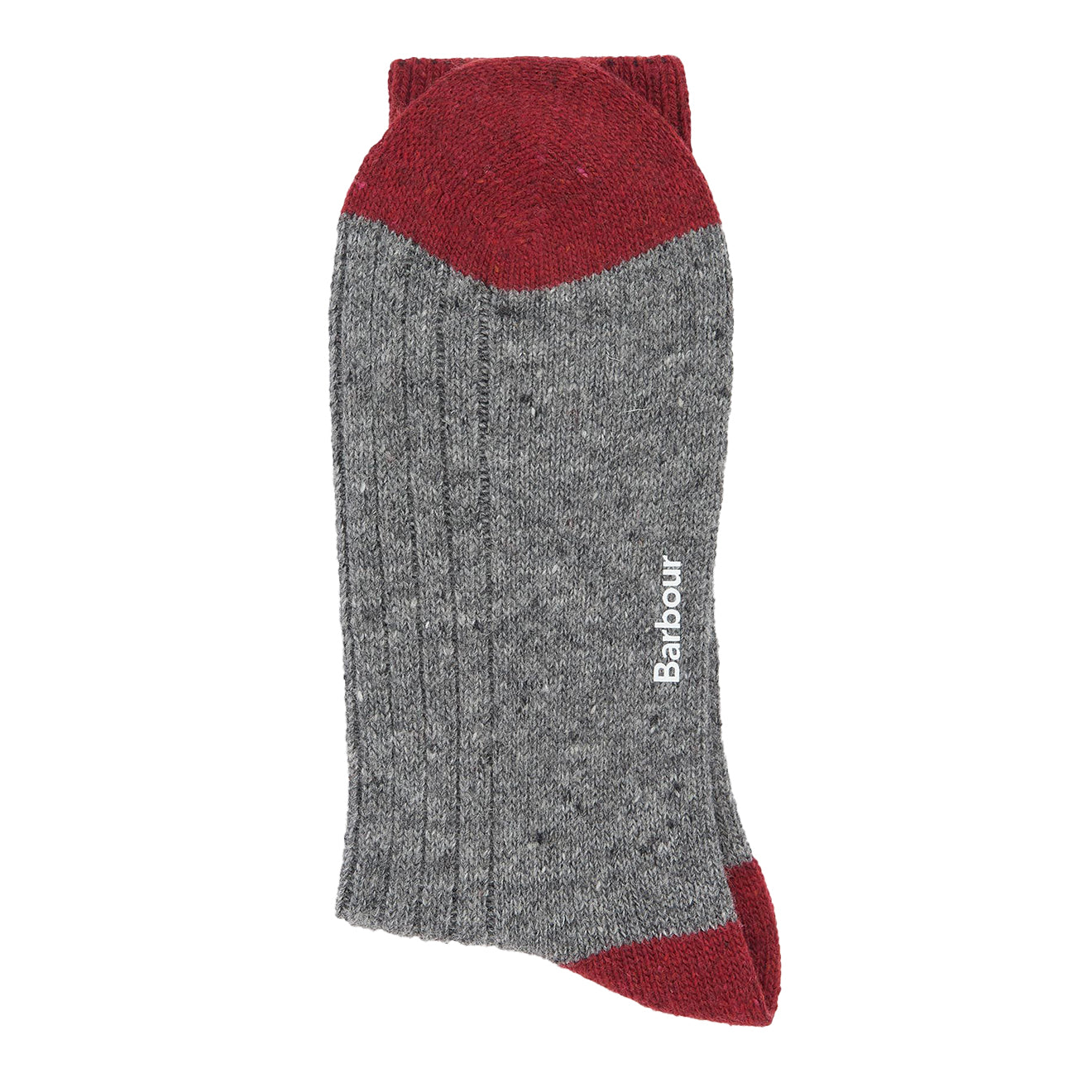 Barbour Houghton Socks Mid Grey/Red - Menswear | Shop name – Yards Store