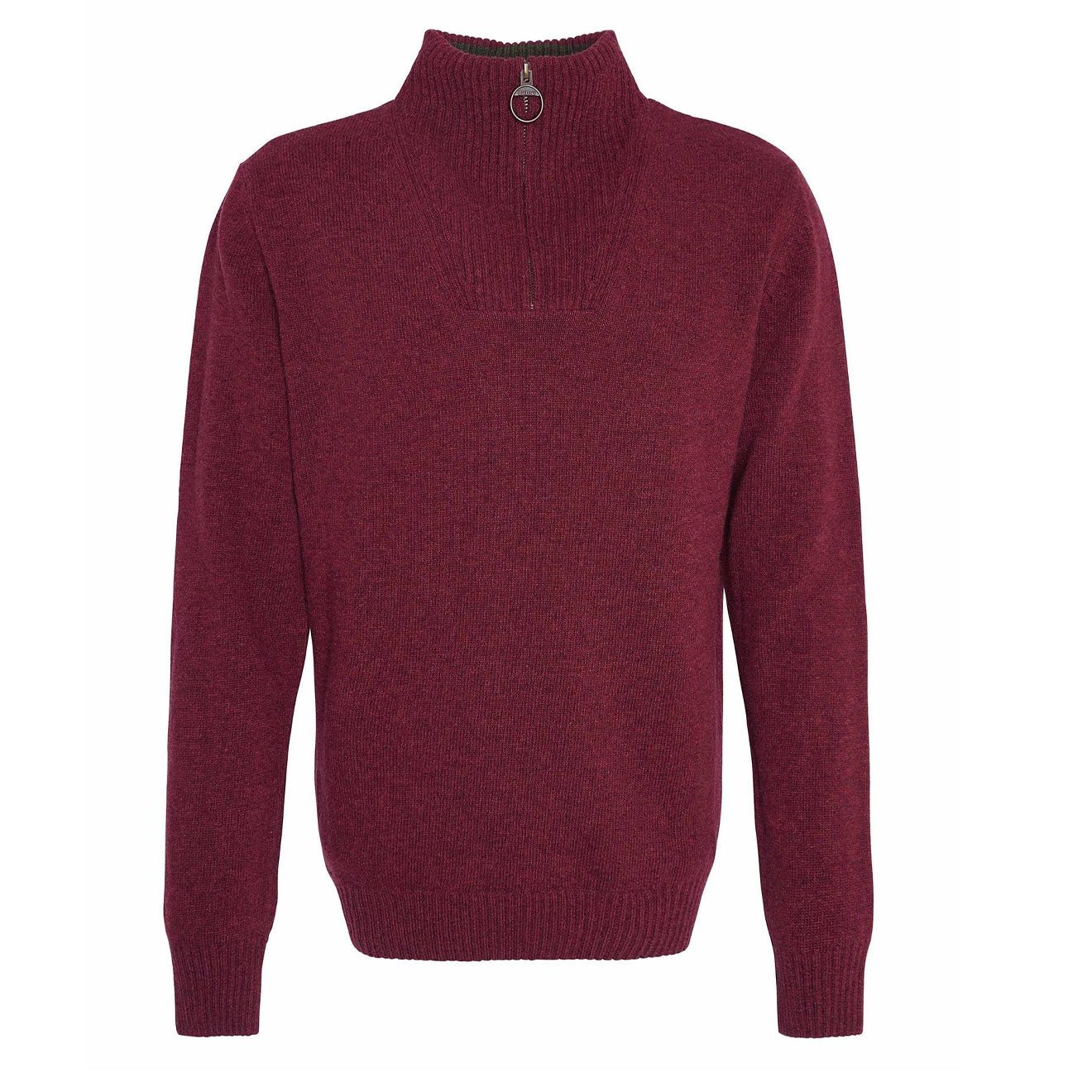 Barbour Nelson Essential Half Zip Knitted Jumper Port | Yards Store