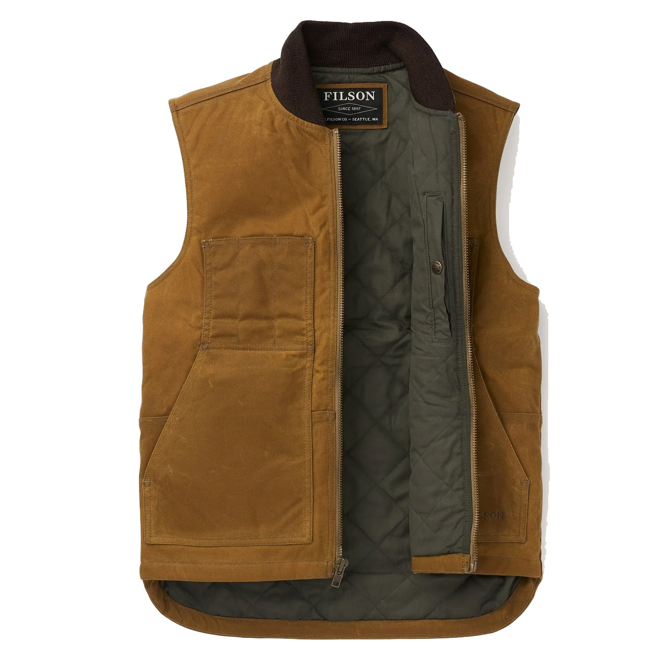 Filson Tin Cloth Insulated Work Vest Dark Tan | Yards Store