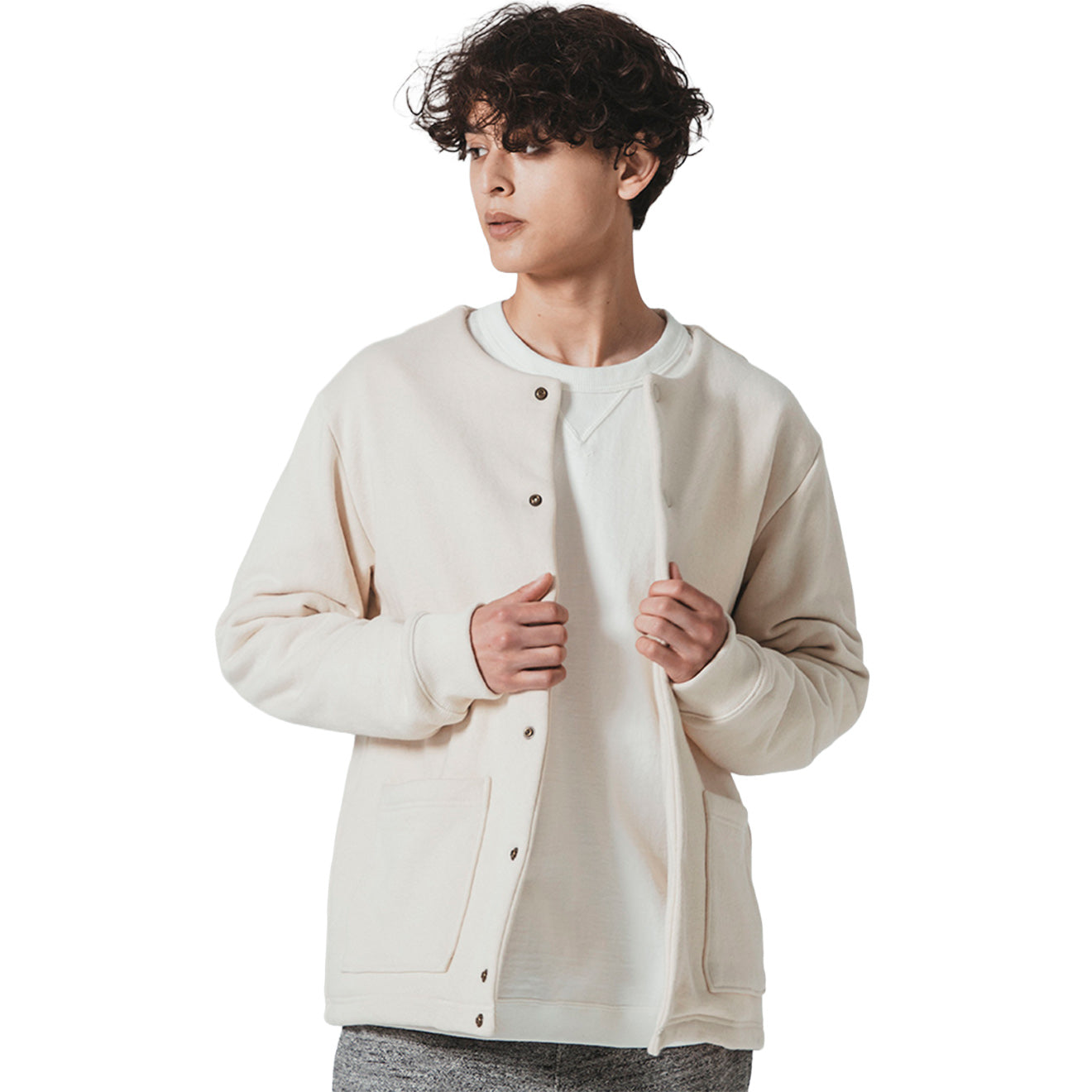 Jackman Big Loop Collarless Sweat Jacket Ink | Yards Store