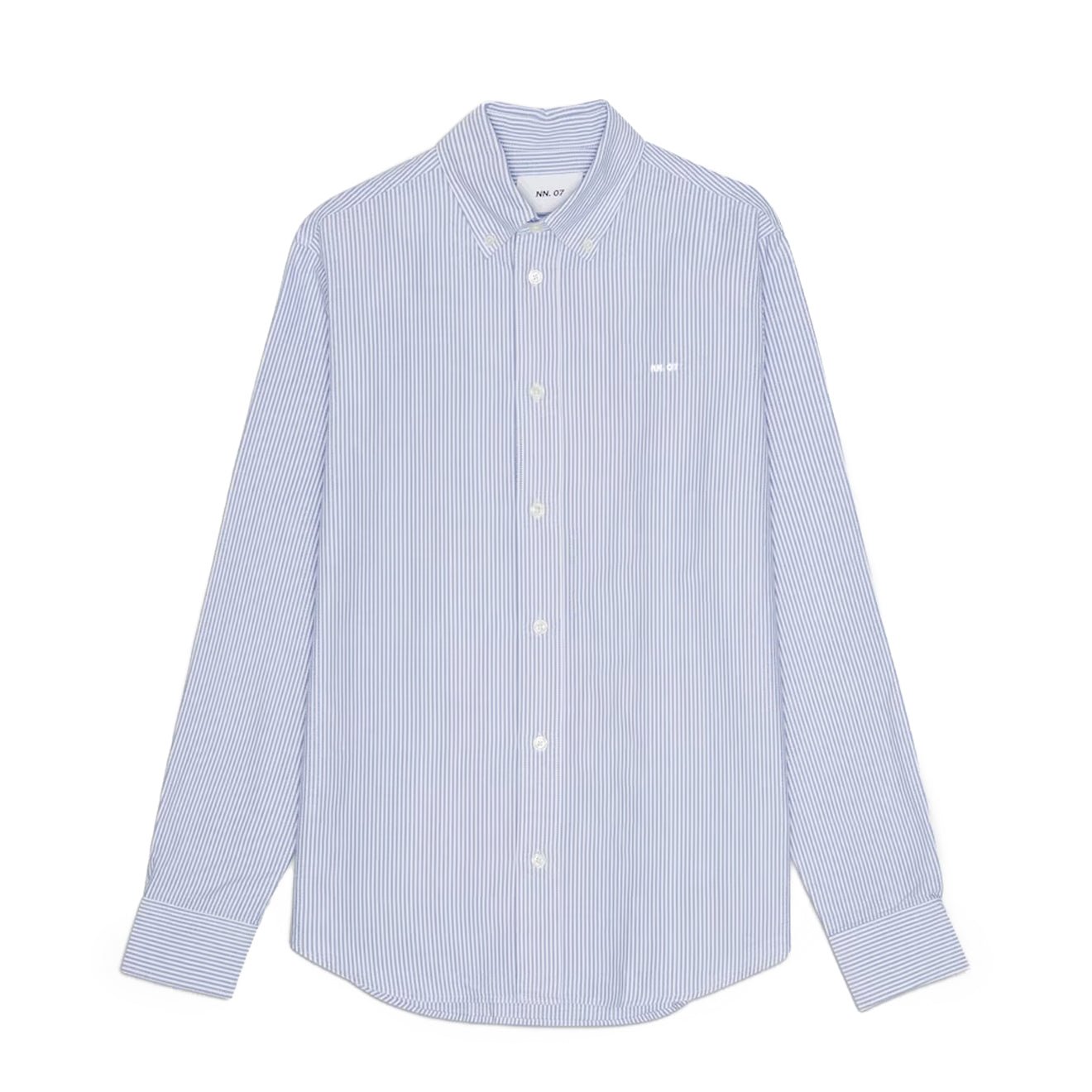 NN07 Colby BD Logo Regular Fit Oxford Shirt Blue Stripe | Yards Store