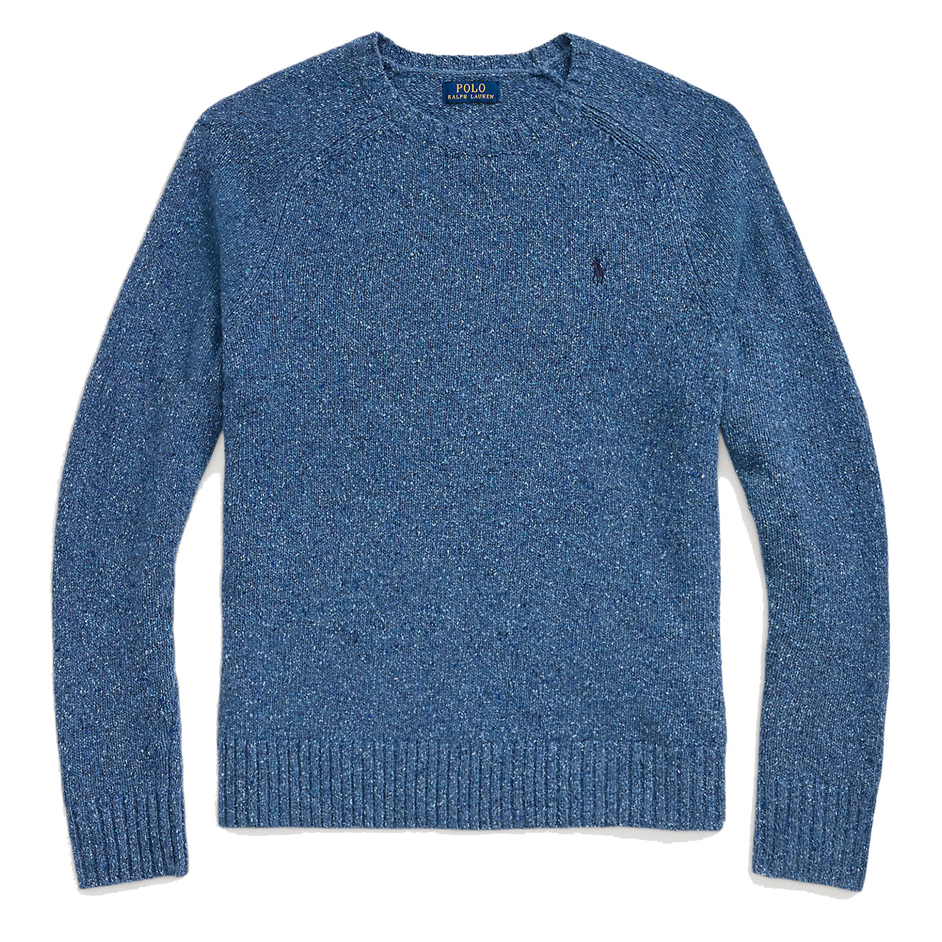 Polo Ralph Lauren Speckled Wool Blend Crew Neck Jumper Chambray Blue ...