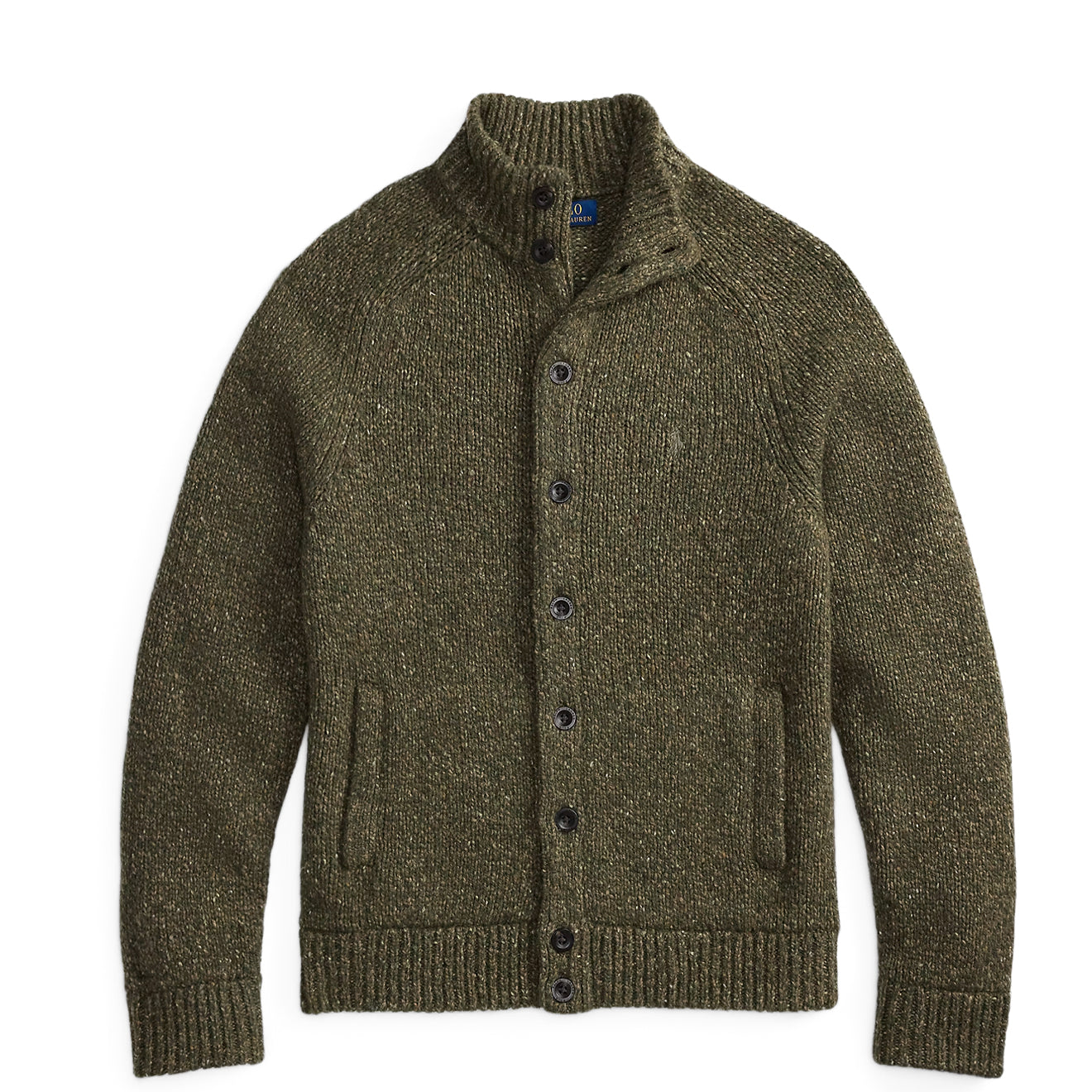 Polo Ralph Lauren Wool-Blend Mockneck Cardigan Olive Marl | Yards Store