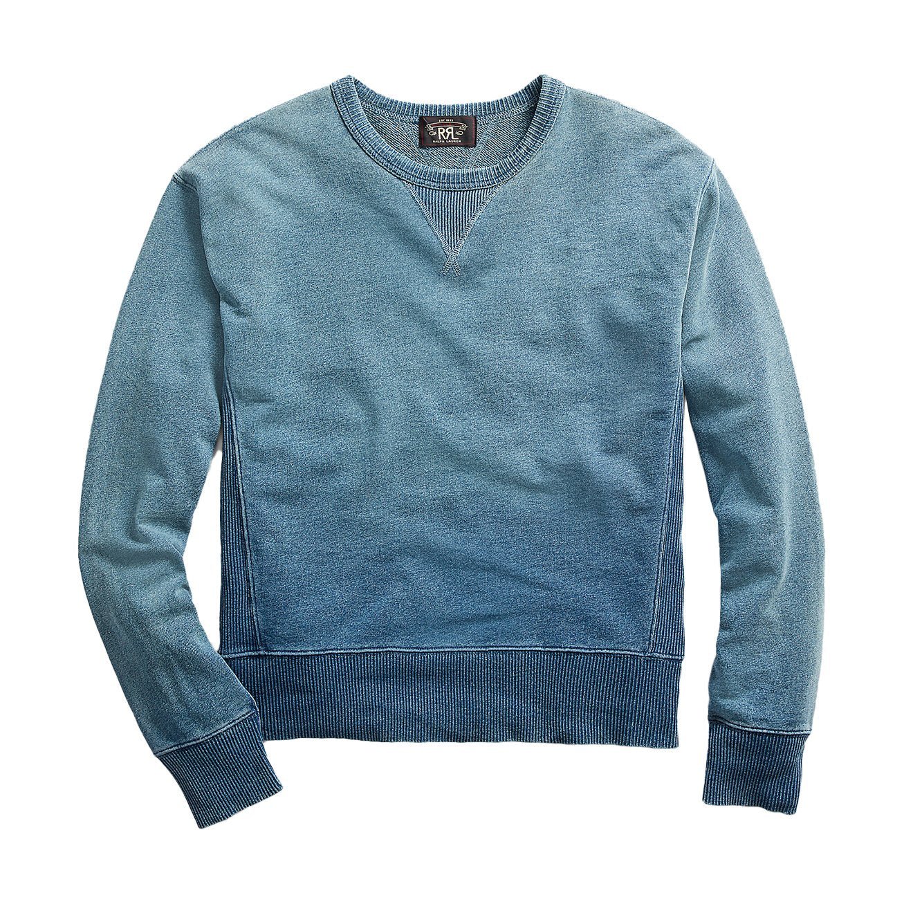 RRL by Ralph Lauren L/S Double V Sweater Washed Blue Indigo | Yards Store