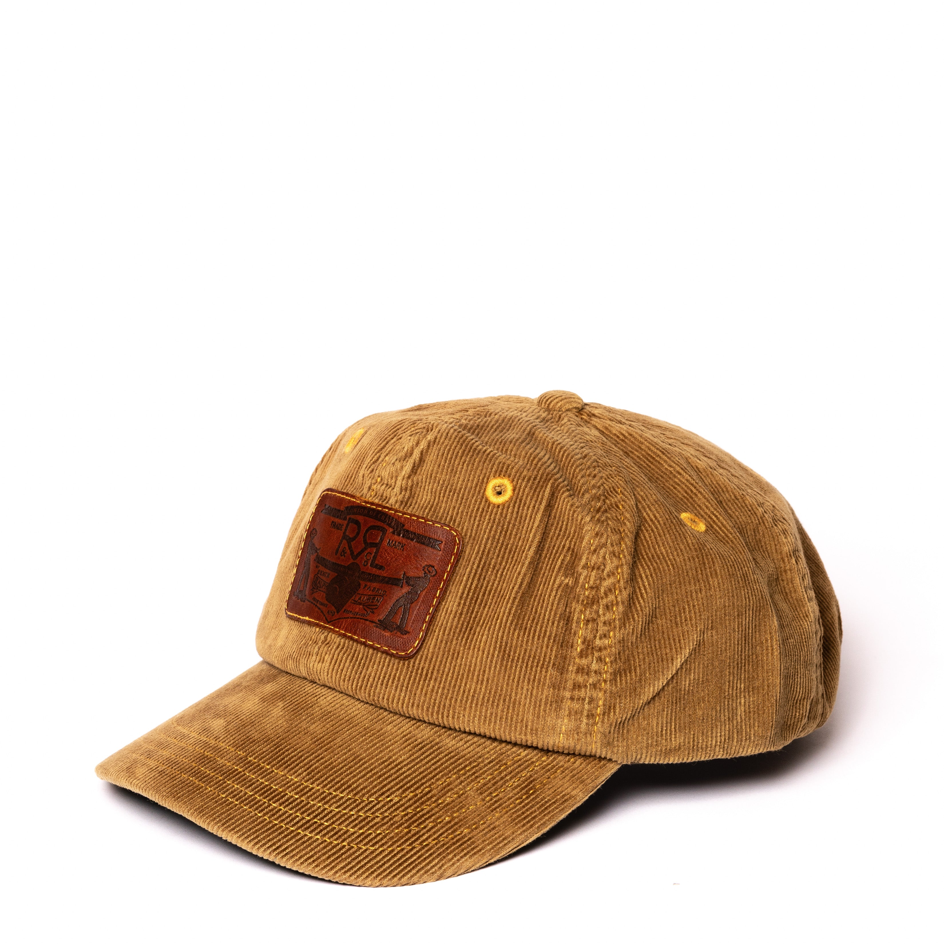 RRL By Ralph Lauren Leather-Patch Corduroy Trucker Cap Tan | Yards Store
