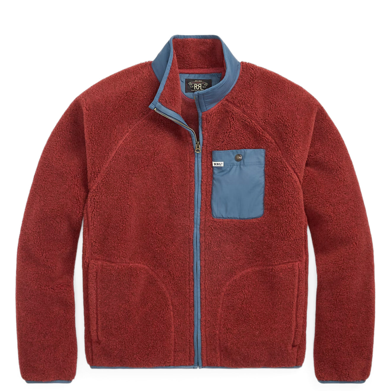 RRL By Ralph Lauren Wool Blend Pile Fleece Jacket Red Heather | Yards Store