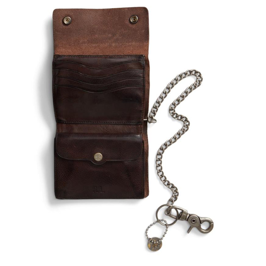 RRL by Ralph Lauren Concha Leather Chain Wallet Dark Brown | Yards Store