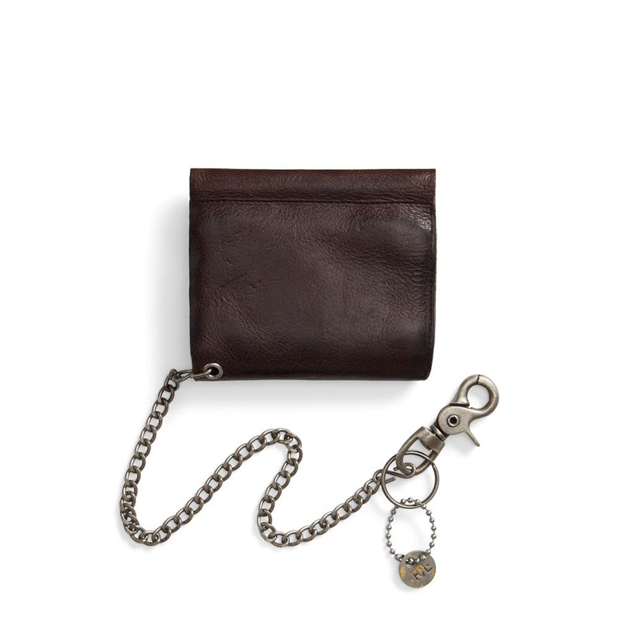 RRL by Ralph Lauren Concha Leather Chain Wallet Dark Brown | Yards Store