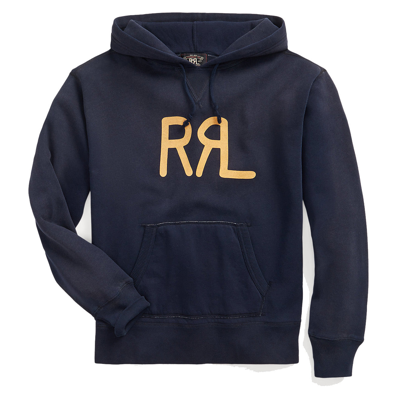 RRL by Ralph Lauren Logo Fleece Hoodie Faded Navy | Yards Store