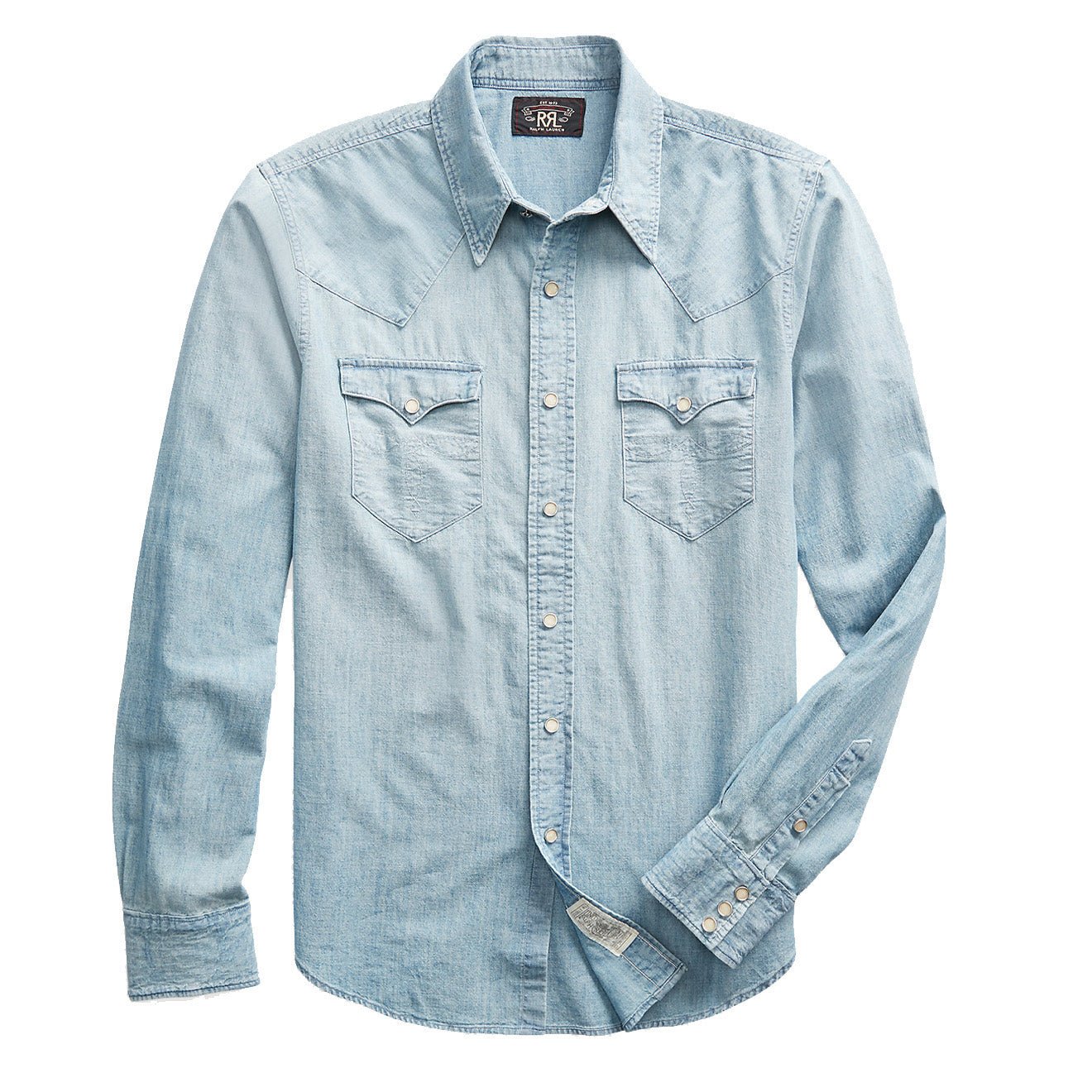RRL by Ralph Lauren Slim Fit Chambray Western Shirt Davey Wash | Yards Store