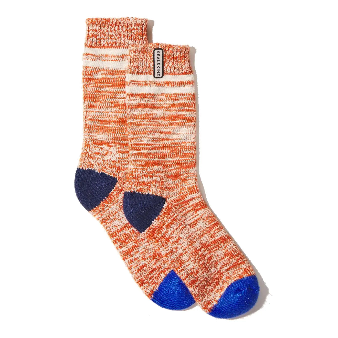 Sealskinz Thwaite Bamboo Twisted Sock Orange / Blue / Cream | Yards Store
