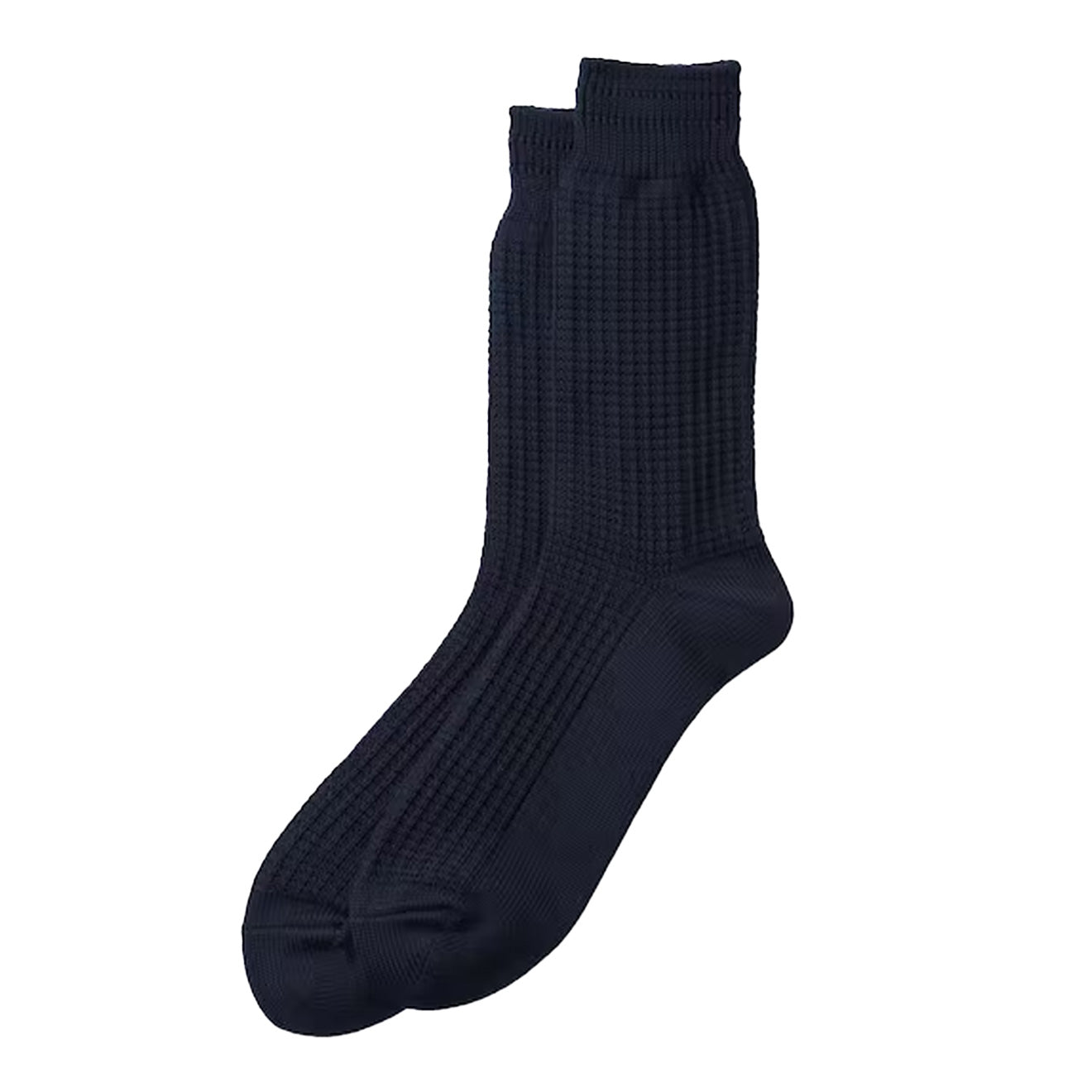 Rototo Cotton Waffle Crew Socks Dark Navy | Yards Store