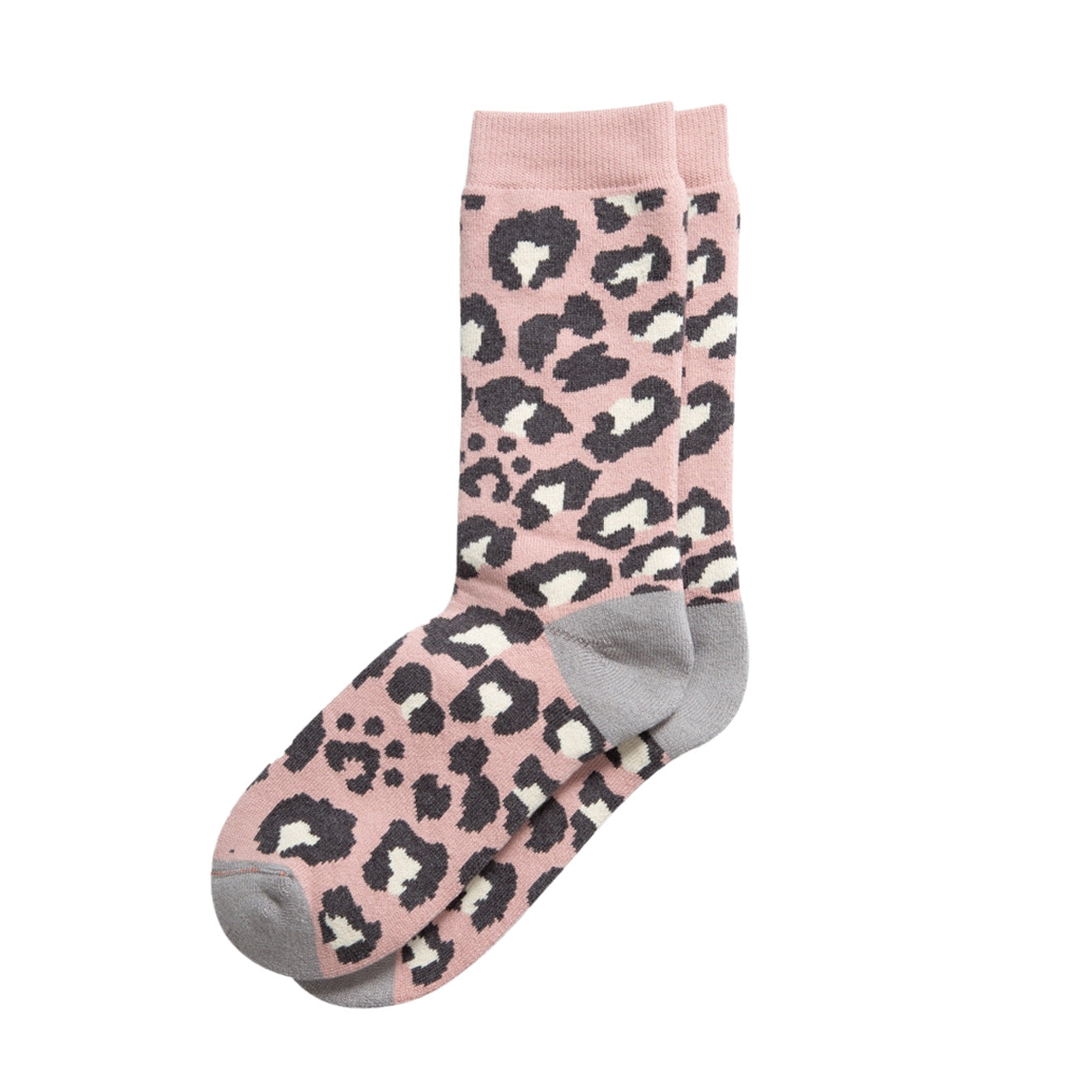 Rototo Pile Leopard Crew Socks Pale Pink | Yards Store